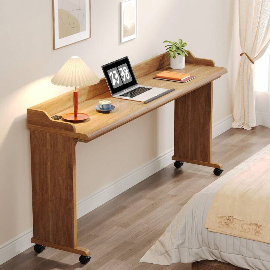 Tribesigns 70.8" Over Bed Table with Wheels Large Overbed Desk with ...