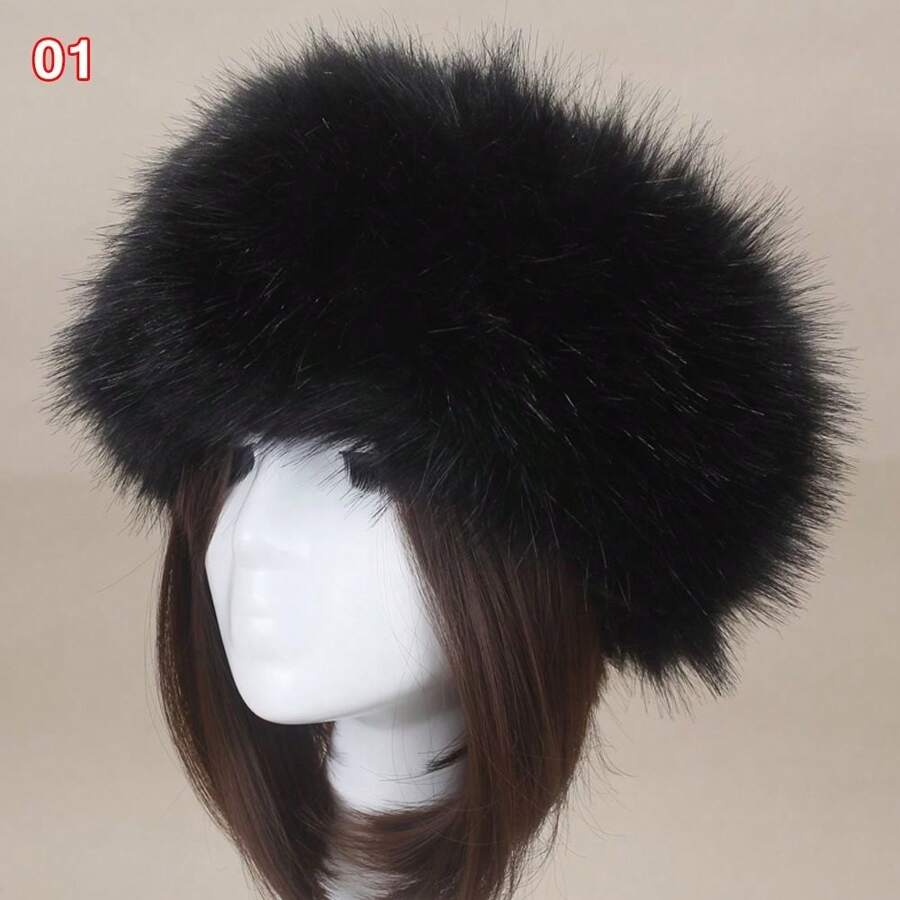 Women Thick Fluffy Russian Cap Lady Headband Hat Winter Earwarmer ...
