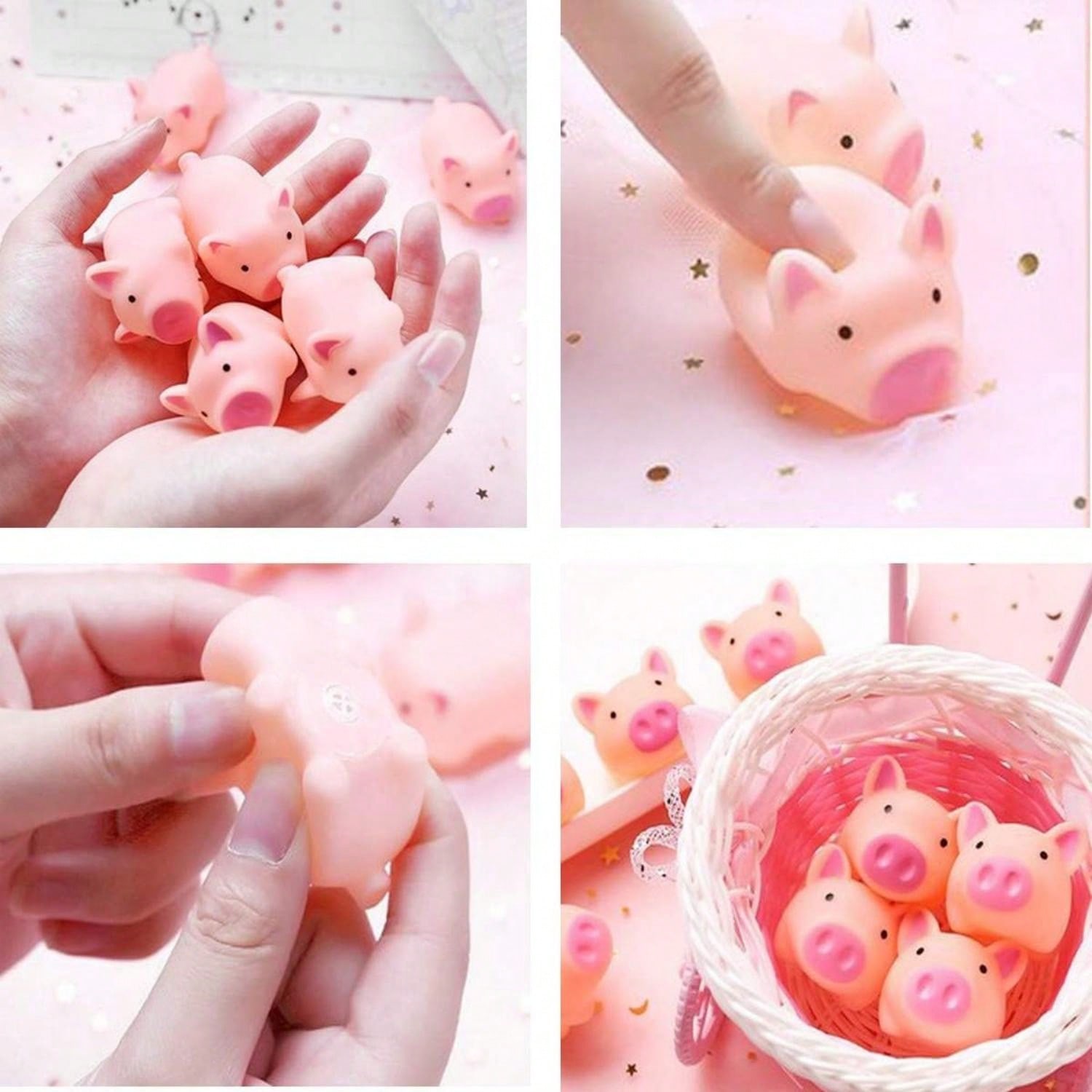 20 PCS Mini Rubber Pig Baby Bath Toys Pink Rubber Screaming Sound ...