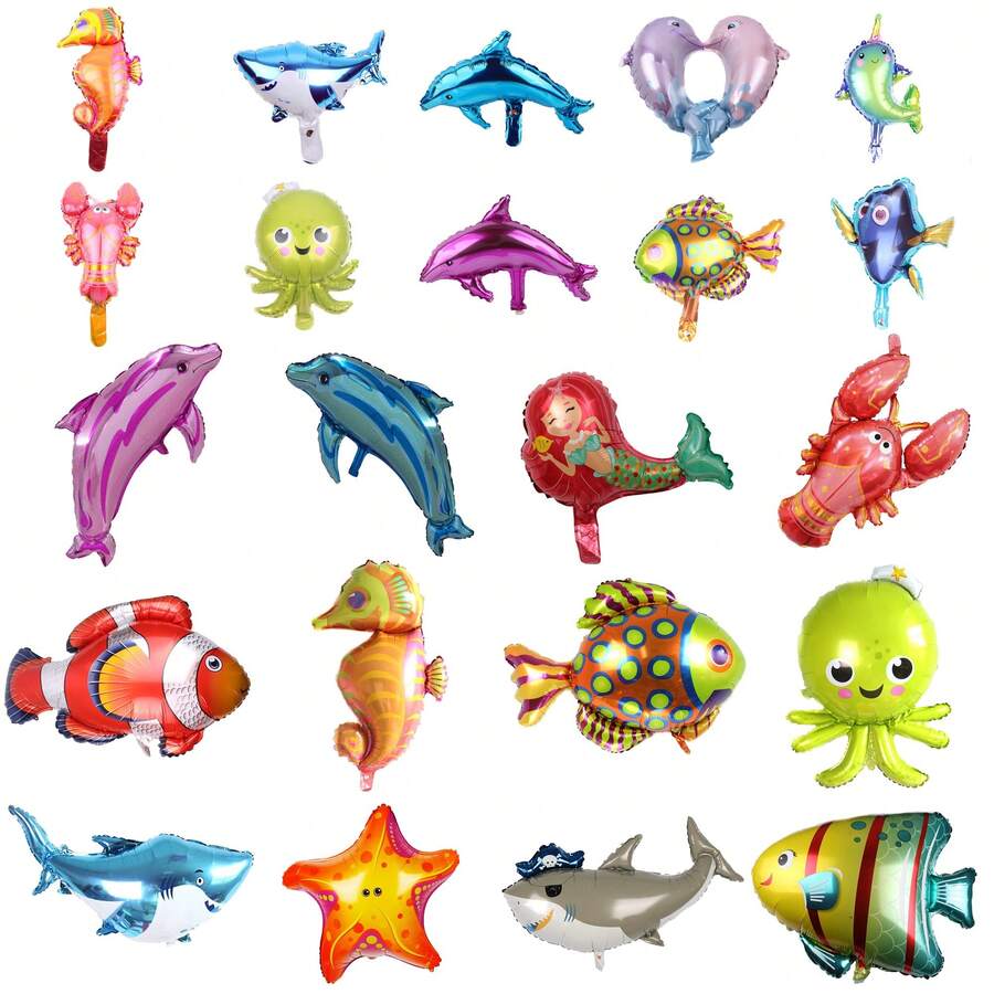22 Pieces Balloons Large And Small Sea Animal Balloons Set Sea ...