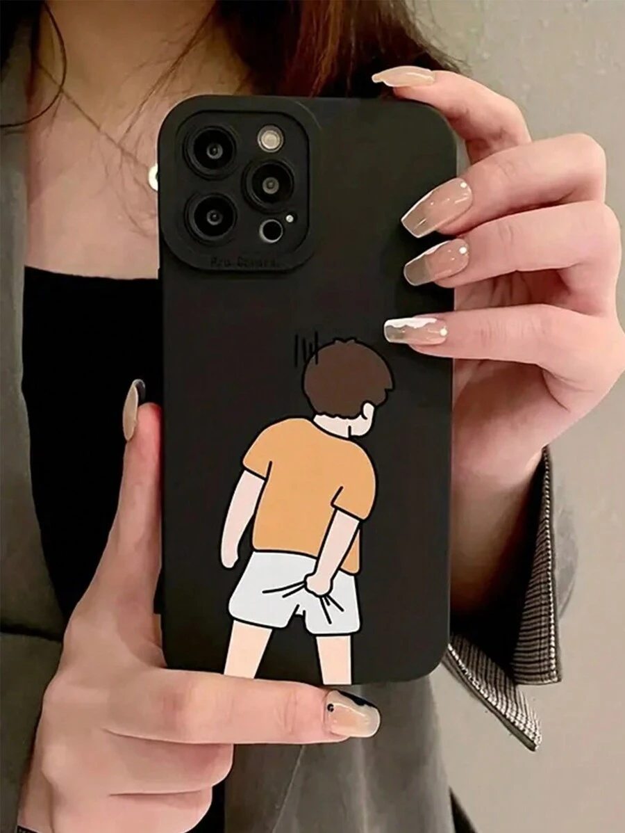 Fun Black Shockproof Phone Case With Straight Edge For Boys, Compatible ...