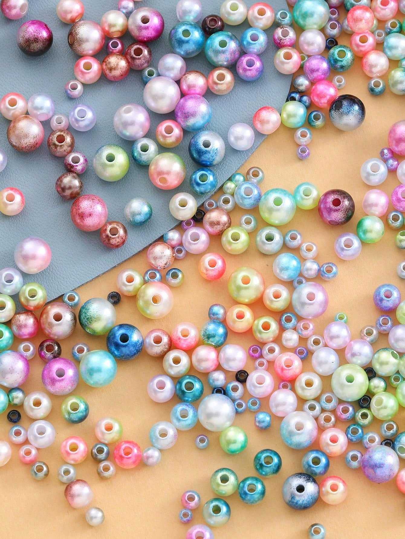 4mm-8mm Mixed Size High Gloss Gradient Color Round Beads For Diy ...