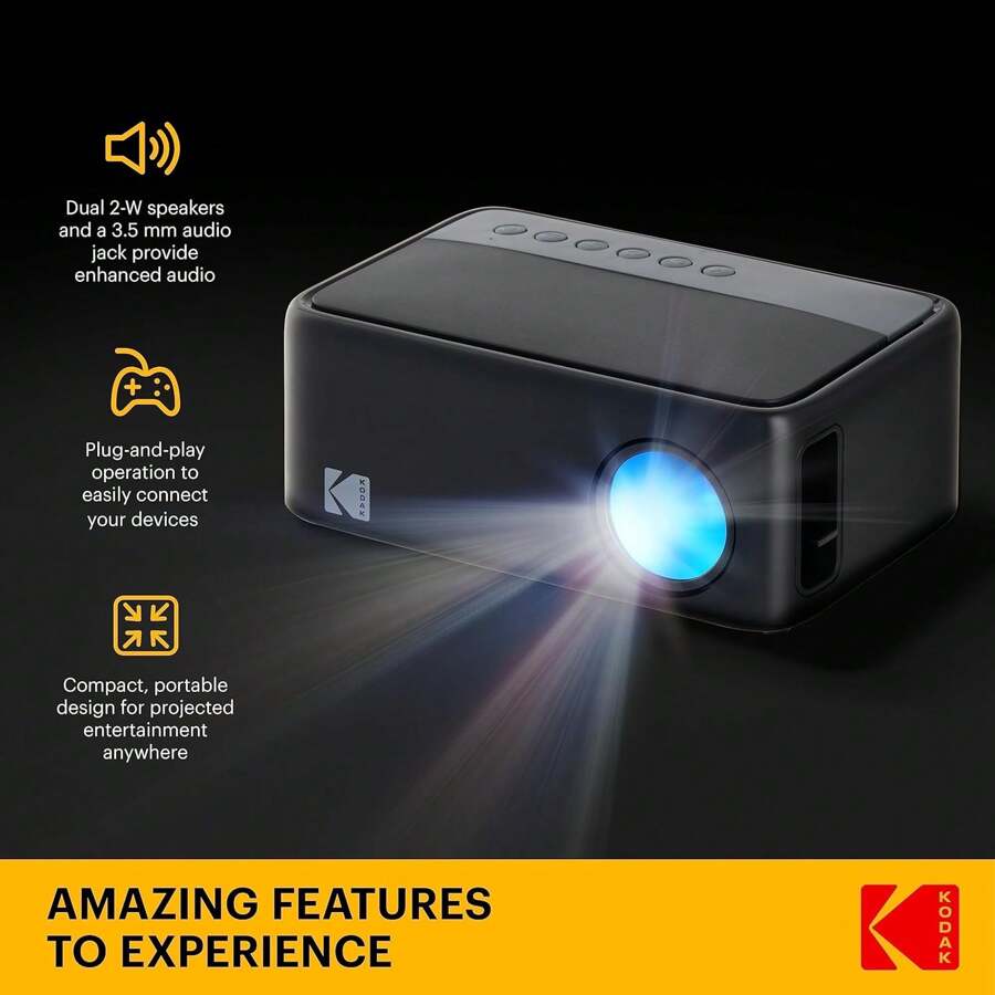 Kodak FLIK X1 Mini Pico Projector, Portable Compact 100" Projector With ...