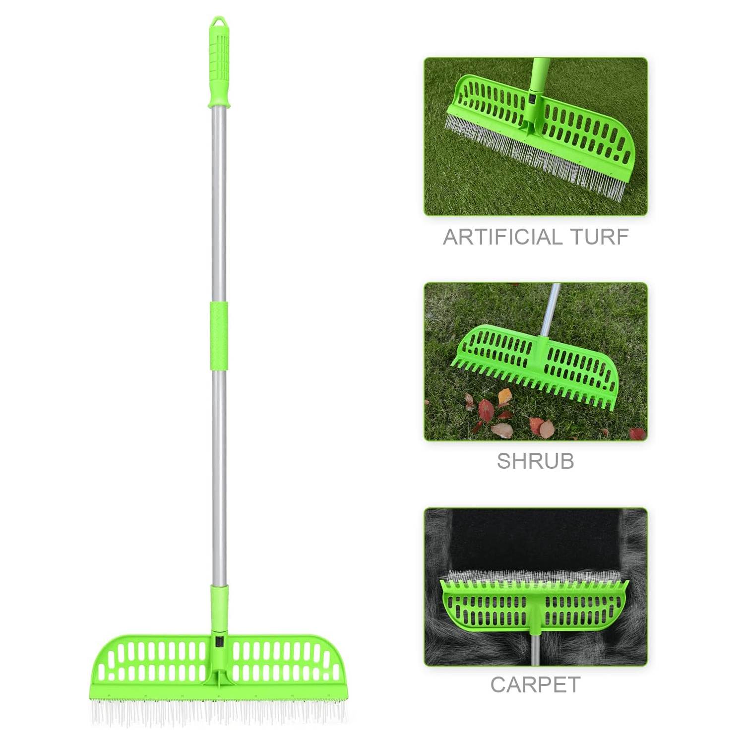 Artificial Turf Rake, 2IN1 Turf rake for Outdoors, Lawn, Carpet, Shrub ...