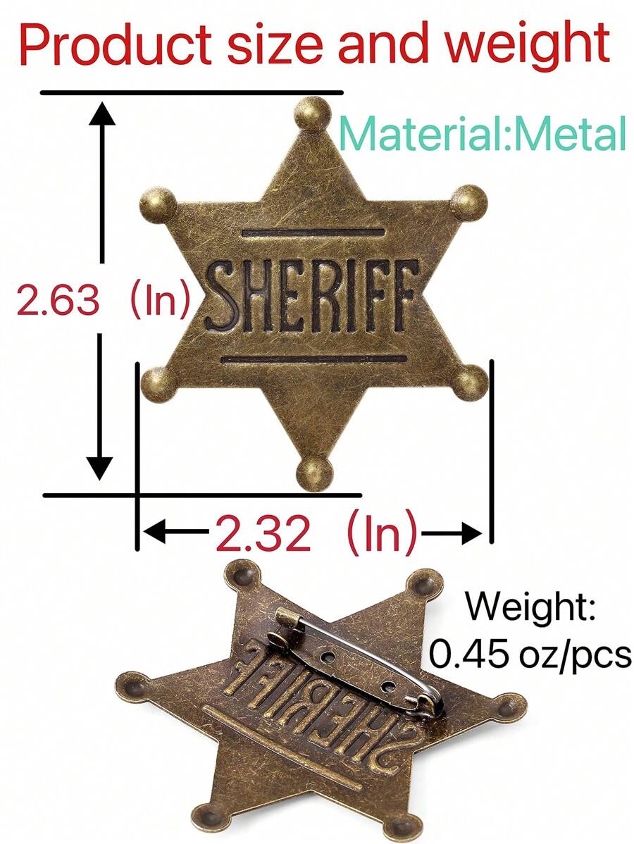 1pc Sheriff Badge For Children, Girls And Adults, Western Police Vest ...