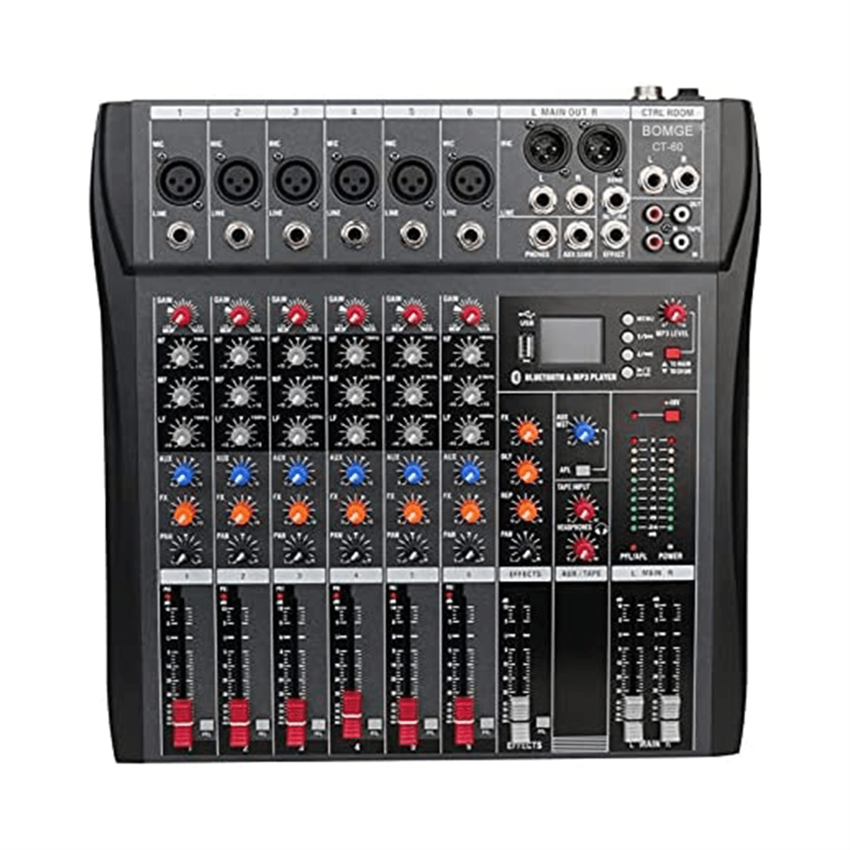 Bomge Ct6s Mezclador De Audio Profesional Dj Sistema De Consola De Mezcla Con Interfaz De 6 ...