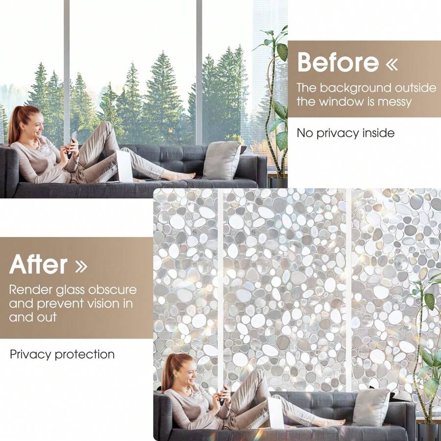 1 Piece Of Window Film Privacy 3D Cobblestone Frosted Privacy Film ...