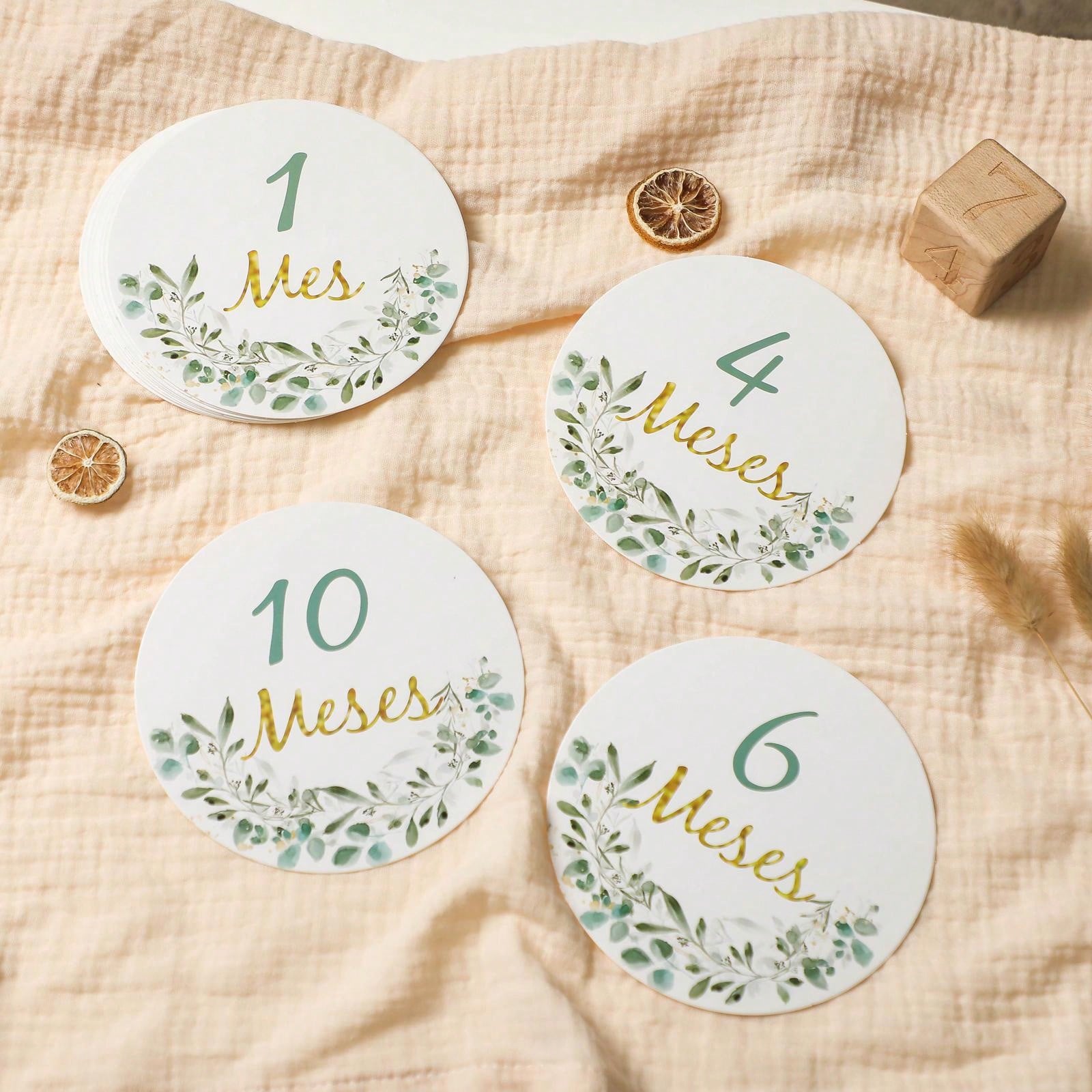 Baby Birthday Gift 12 Monthly Milestone Cards Helps Learning Language ...