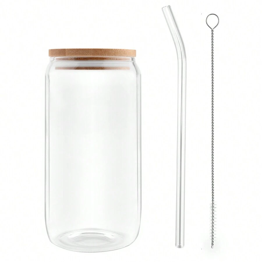 500ml Reusable Boba Cup Bubble Tea Cups,Mason Jar With Wooden Lids And ...