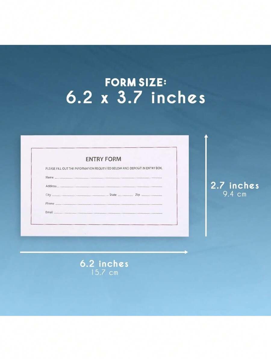 1000 Entry Forms - 10 Pads With 100 Sheets Per Pad - Entry Cards For ...