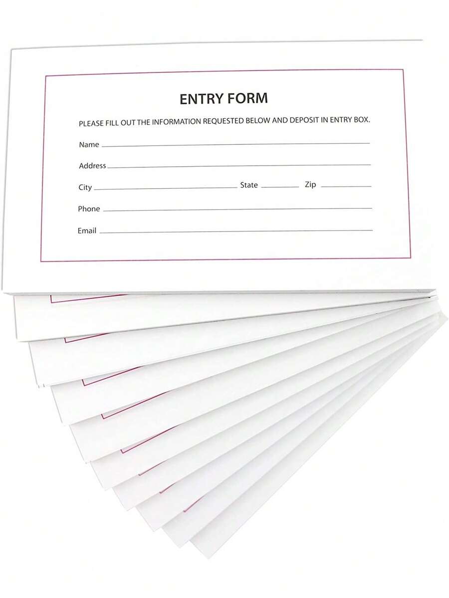 1000 Entry Forms - 10 Pads With 100 Sheets Per Pad - Entry Cards For ...