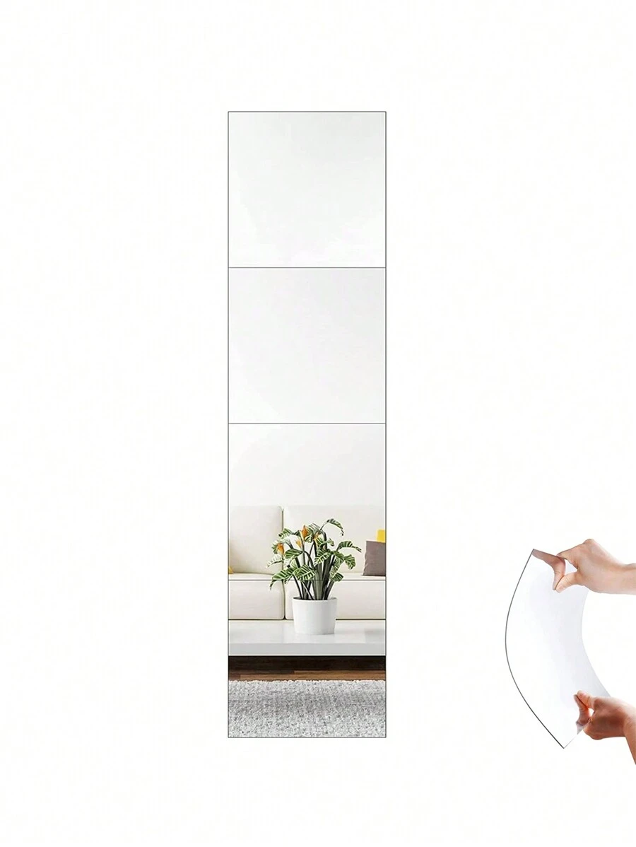 4pcs PMMA Decorative Mirror, Minimalist Plain Square Mirror Wall ...