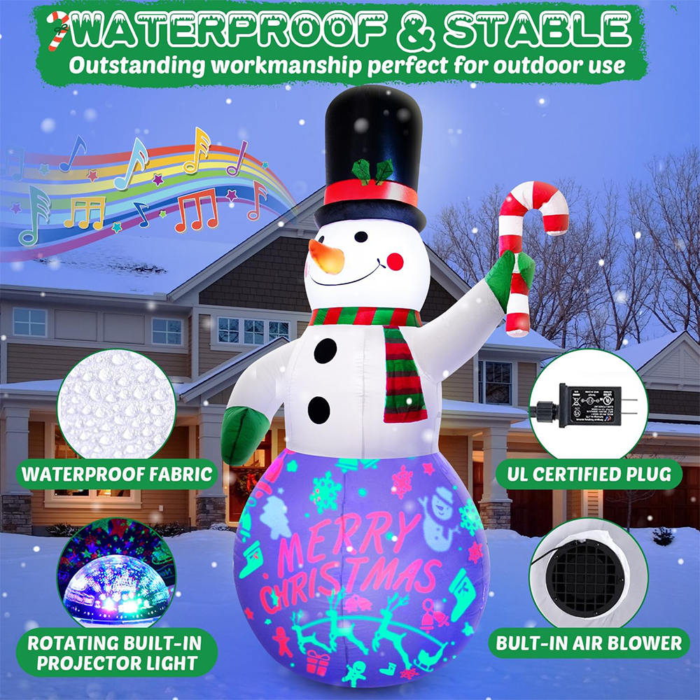 7ft Christmas Inflatables Snowman Decorations With Built In Music And 7
