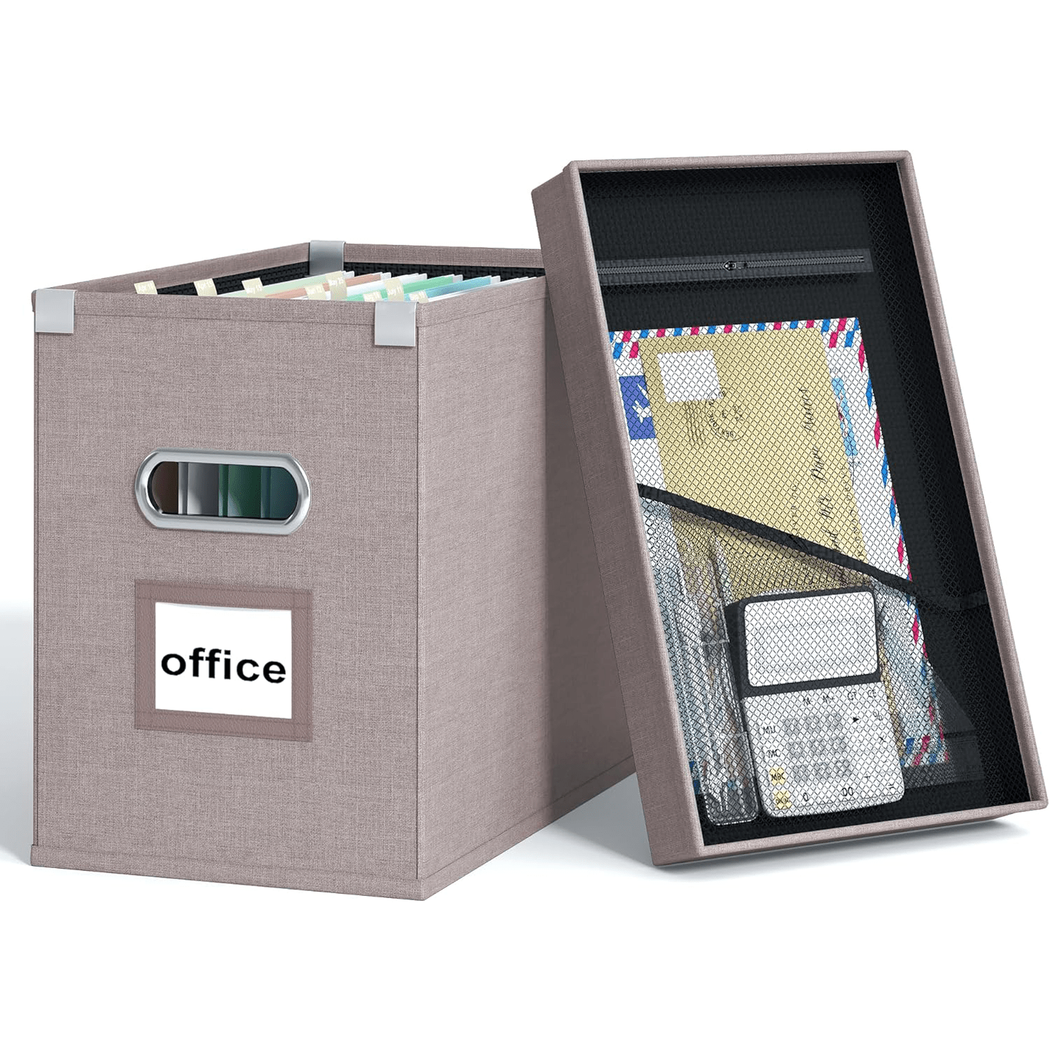 File Organizer Box with Lid, Collapsible Hanging File Box Organizer for ...