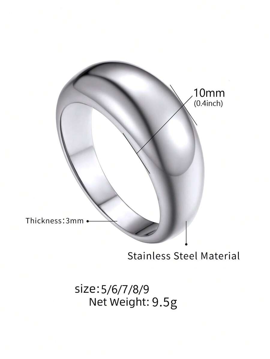 1pc Gold Chunky Dome Rings 18k Gold Plated Thick Gold Rings Birthday ...