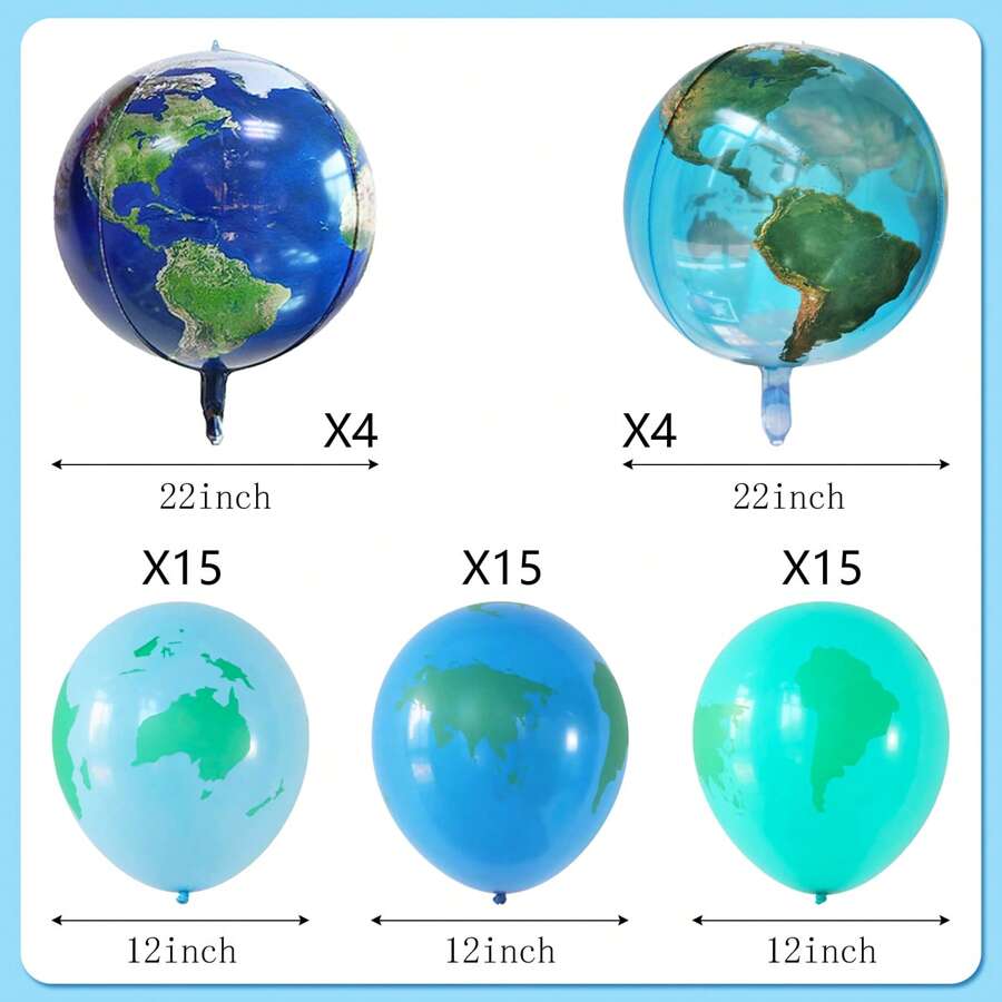 53 Pieces Earth Balloons Set 22 Inch 4D World Map Balloons 12 Inch ...