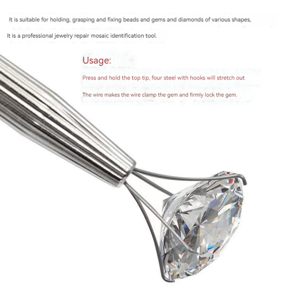 1pc Stainless Steel Four Claws Gemstone Grabber Clip, Jewelry Pliers ...