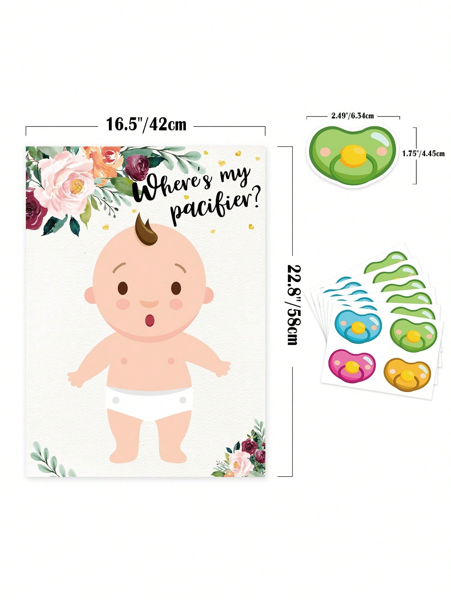 Cartoon Colorful Poster Game Sticker Baby Shower Gender Reveal Party ...