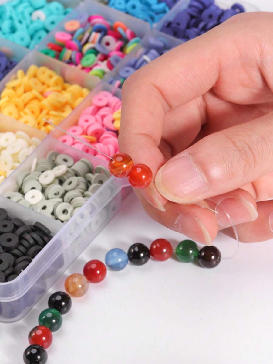 1 Roll Round Transparent Elastic Thread Fishing Line & Colorful Crystal ...