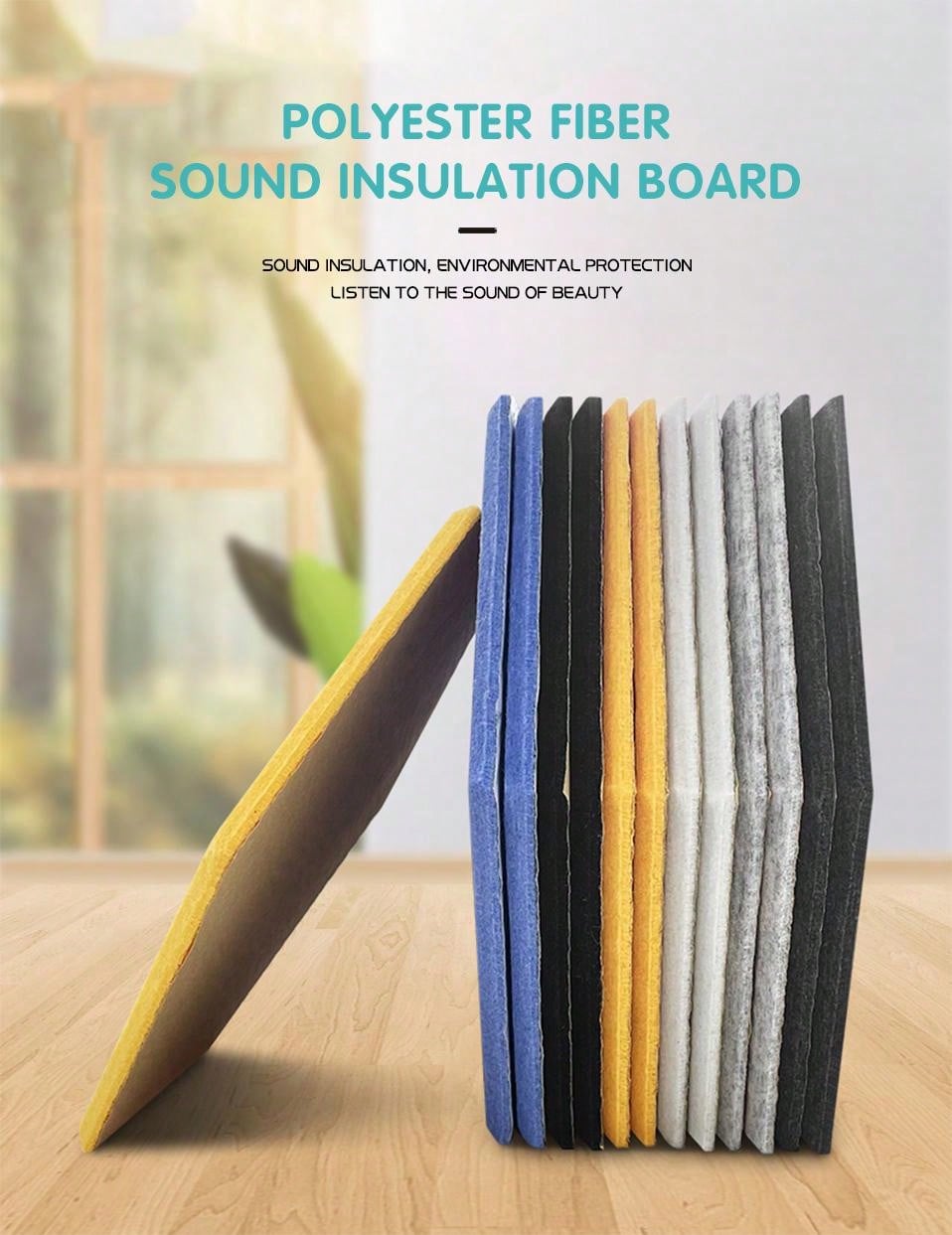 3pcs Hexagon Polyester Fiber Acoustic Panels, Density 1.21kg/m2 ...