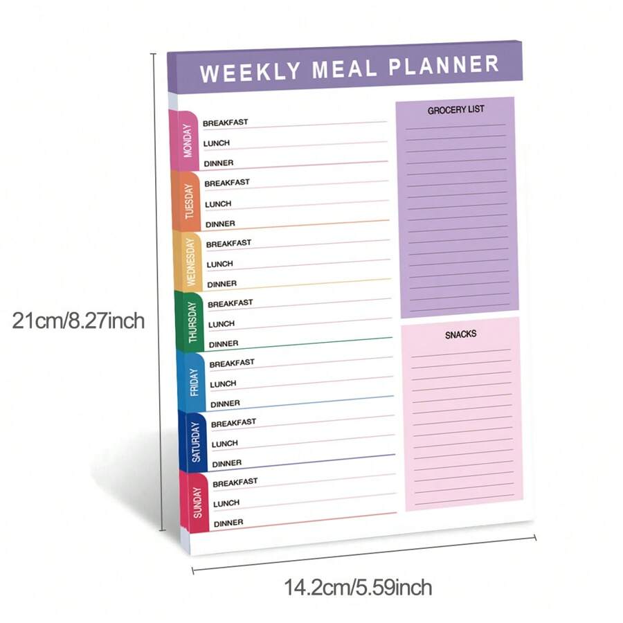 Meal Planner Pad | 5.59x8.27 inch 60 sheets/120 Pages Weekly Meal ...
