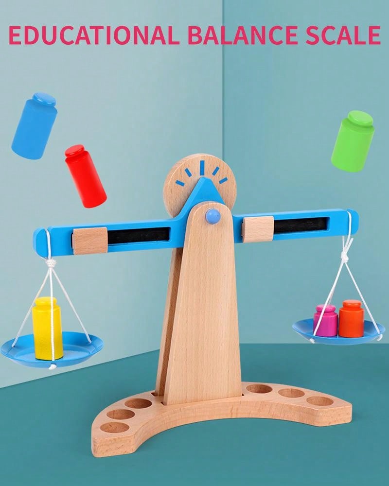 Puzzle Toys Wooden Balance Playthings Weighing Game with 6 weights ...