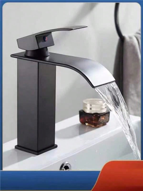 Bathroom Sink Faucet With Waterfall Spout, Dual Handle Control Sink ...