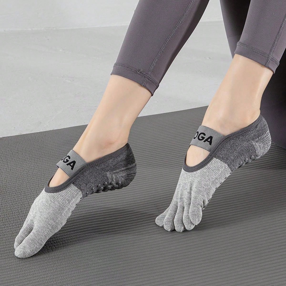 1pair Fashionable Anti-slip Exercise Five Toes Socks With Letter Detail ...
