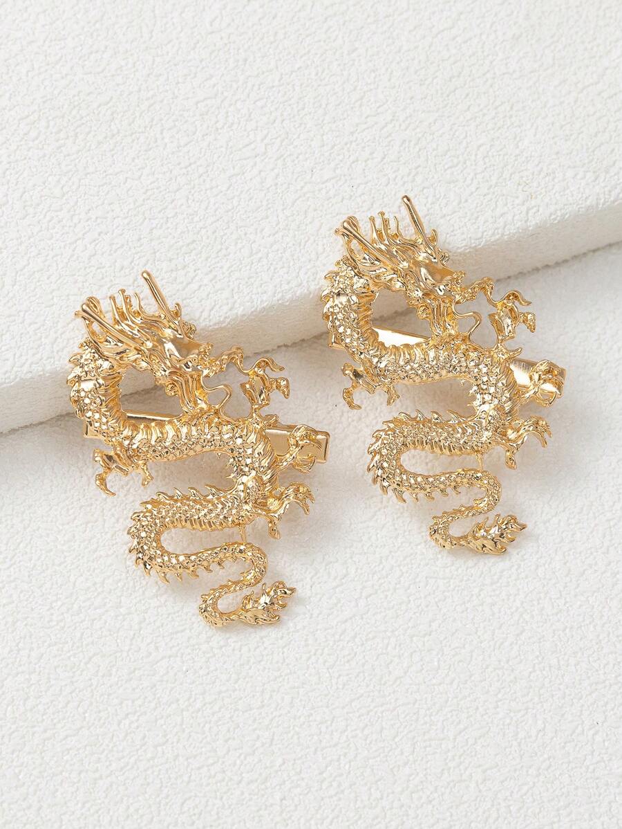 Boho Cute Creative Metal Chinese Dragon & Alligator Hair Clip ...