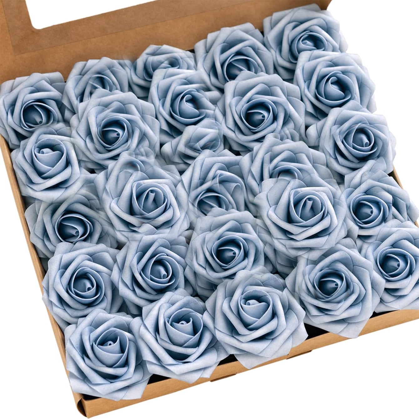 10/15/20/25pcs Real Looking Foam Fake Roses With Stems For DIY Wedding ...