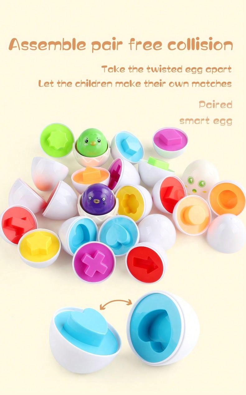 1 Box Matching Egg Puzzle Toy For Kids, With Realistic Egg-Shaped Toys ...