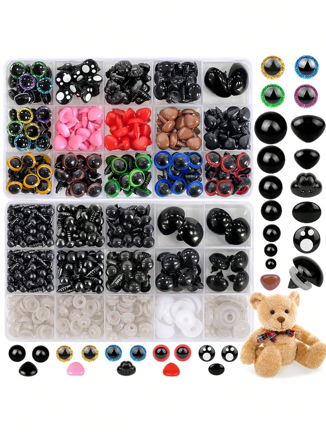 700pcs Safety Eyes Crochet Hooks Set, 6-22mm Colorful Glitter Eyes And Nose With Washers ...