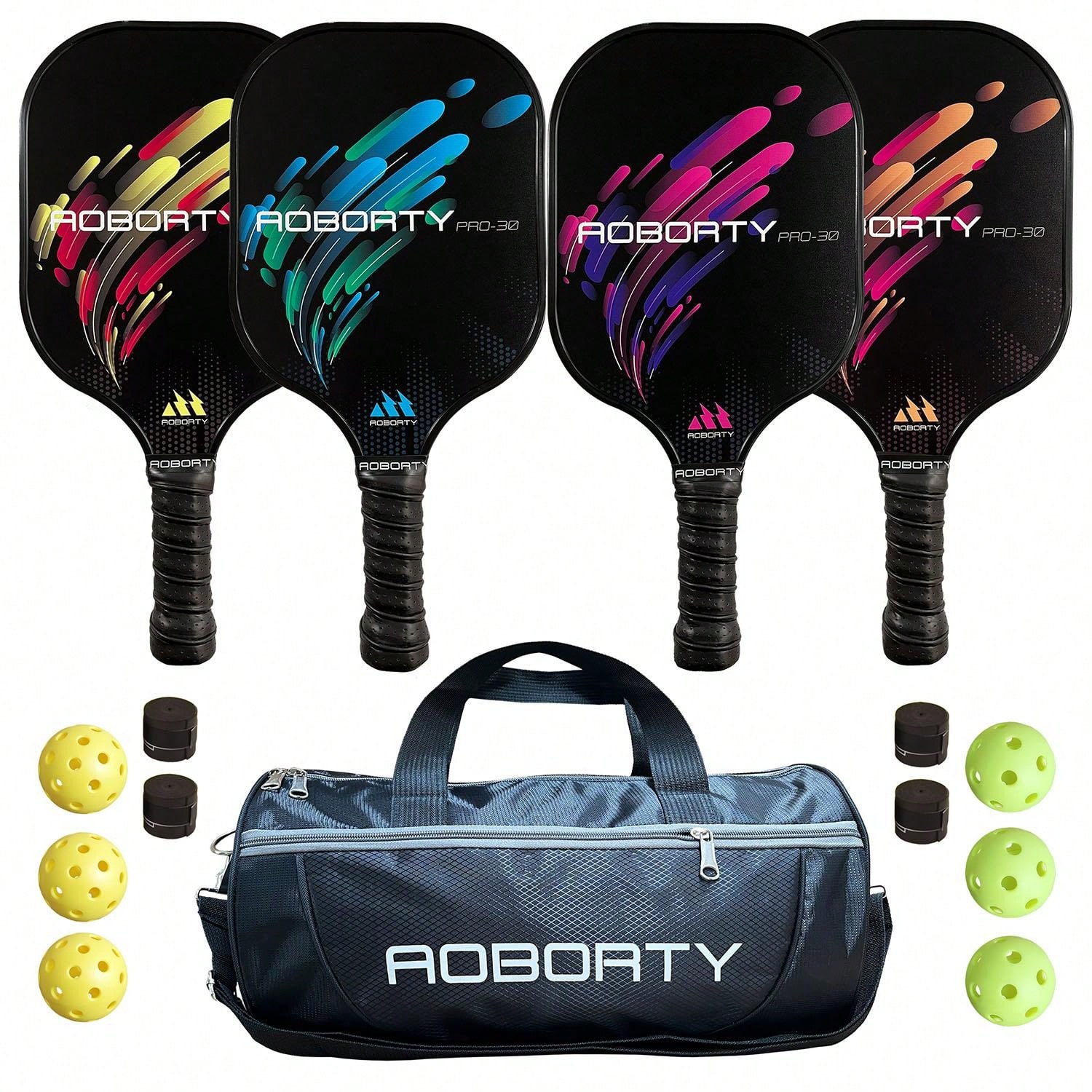 Aoborty Graphite Pickleball Paddles Set- Premium Rackets Fiber Face ...