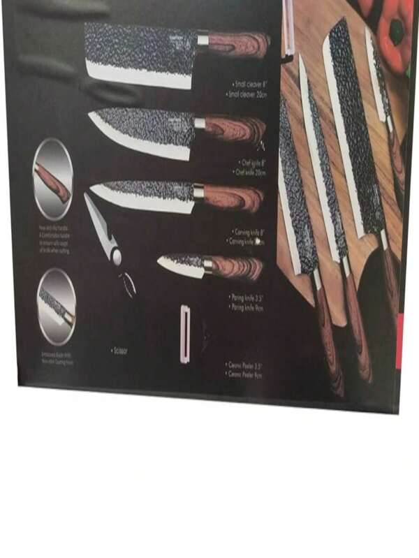 Conjunto De Facas Premium 6 Peças Aço Inoxidável Aintiaderente Cabo em ...