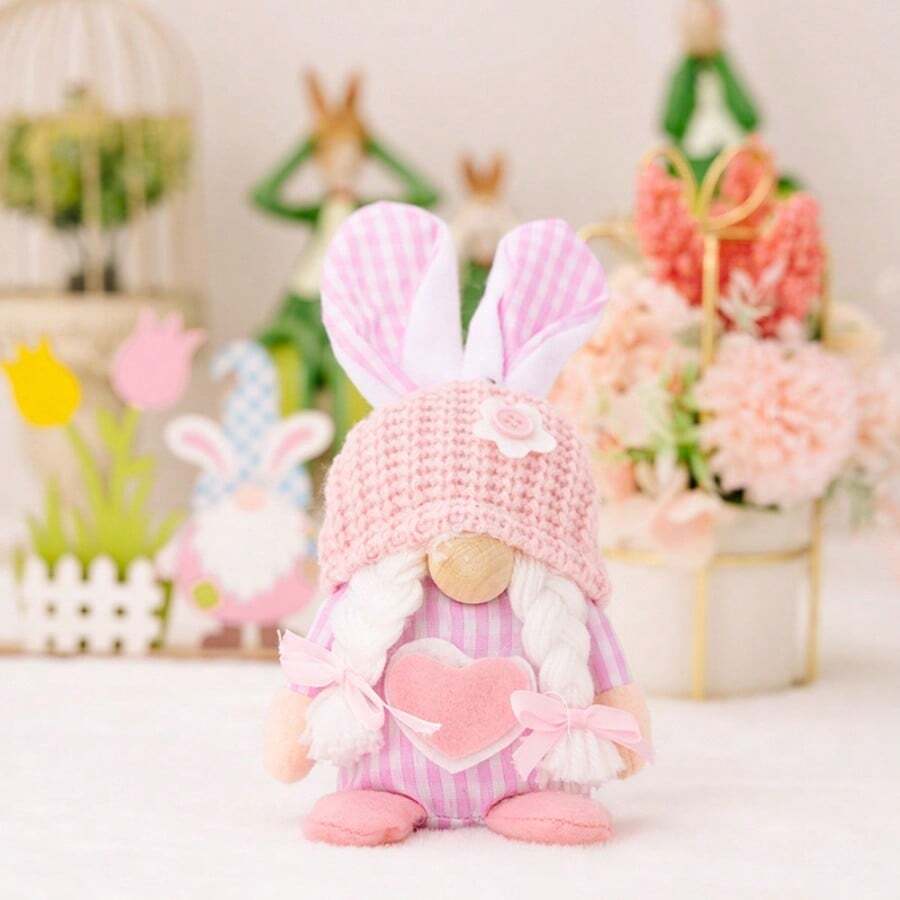 1pc Epc Easter Decoration Spring Rabbit Plush Toy Doll With No Face ...