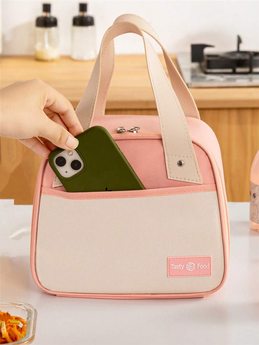 1pc Pink Trapezoidal Thermal Insulated Bag, Suitable For Outdoor Picnic ...
