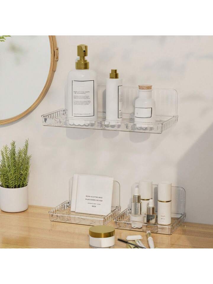 1pc Transparent Acrylic Storage Shelf For Bathroom Wall, Foldable ...