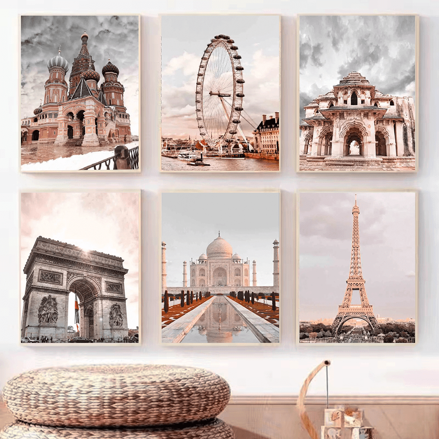 Set Of 6 Landscapes Paris Rome London Nordic Posters Wall Decoration ...