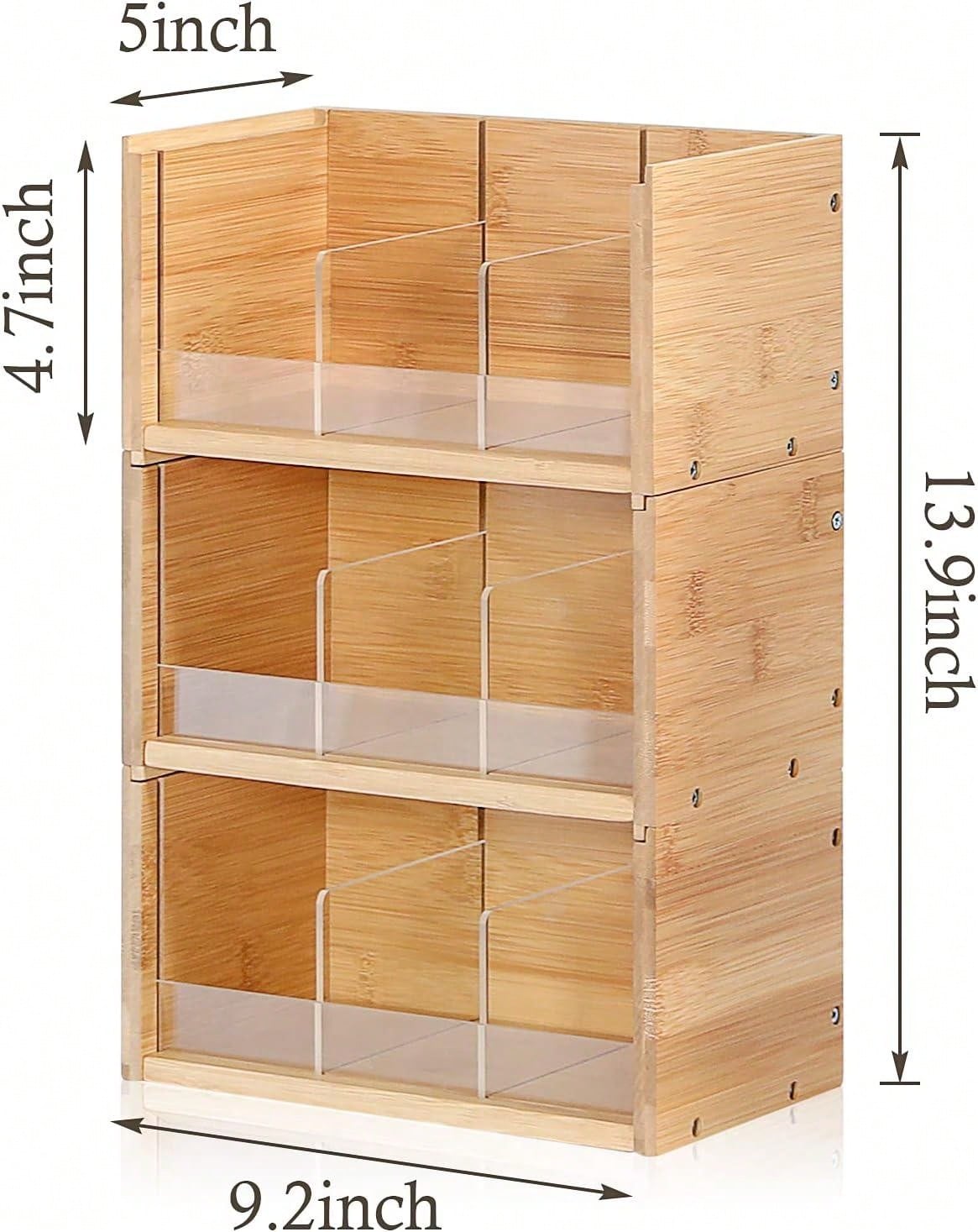 Bamboo Tea Bag Organizer Storage Box 3 Tier Stackable Tea Bag Holder ...