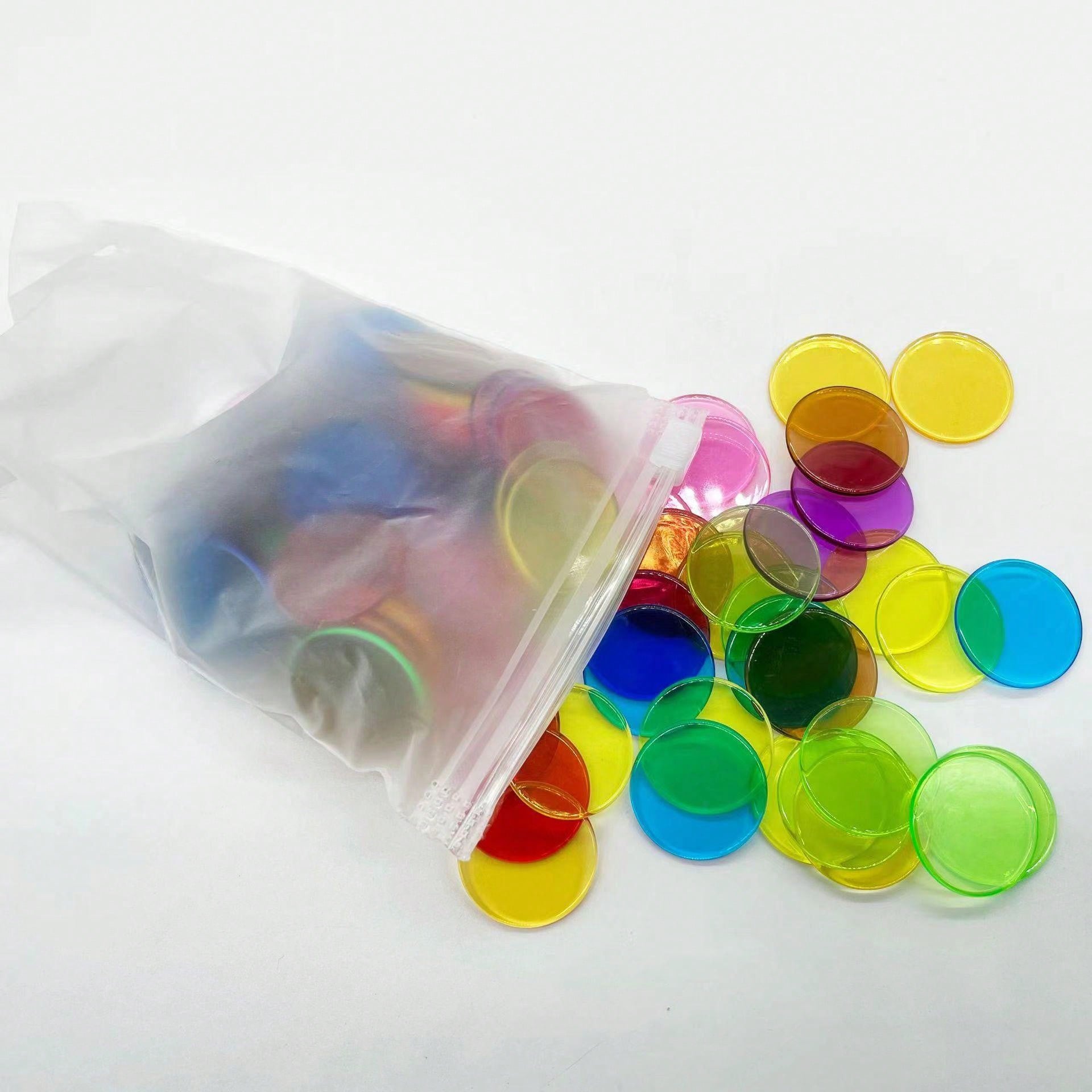 100pcs Clear Round Counting Chips In 10 Colors With 25mm Thick Polybag ...