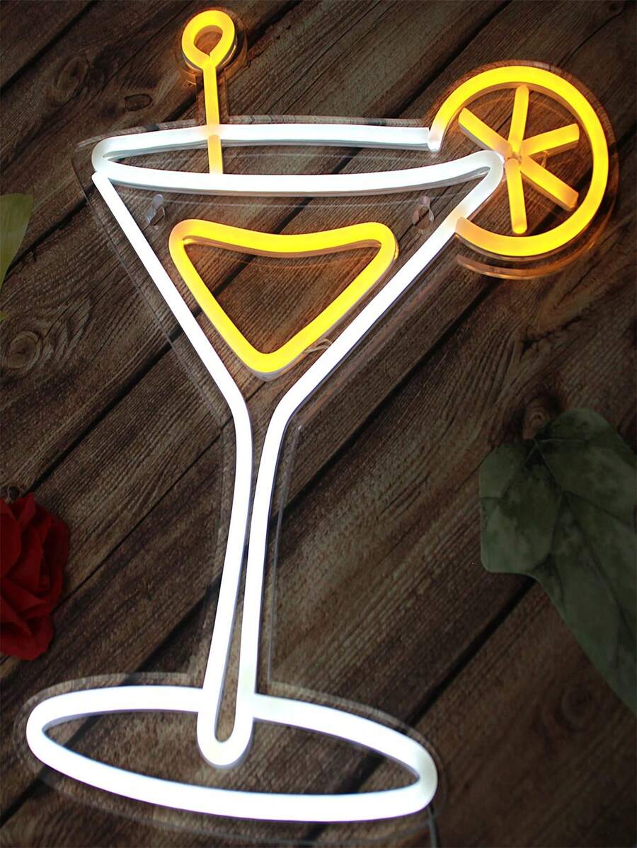 Cocktail Glass Neon Signs Led Lights Usb Acrylic Cool Neon Signs For ...