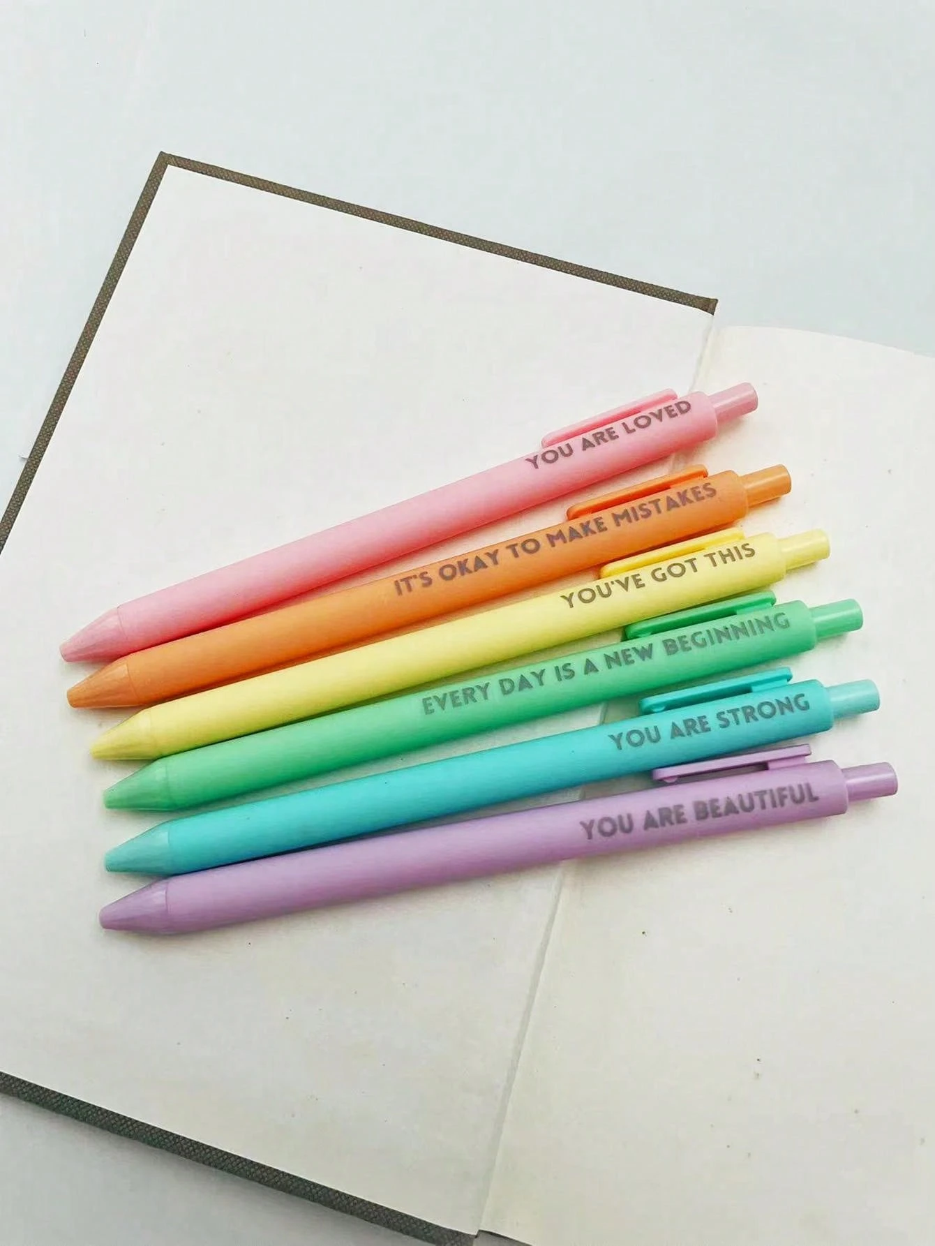 SHEIN X Jess 6pcs Pastel Motivational Inspirational Encouraging Pen Set ...