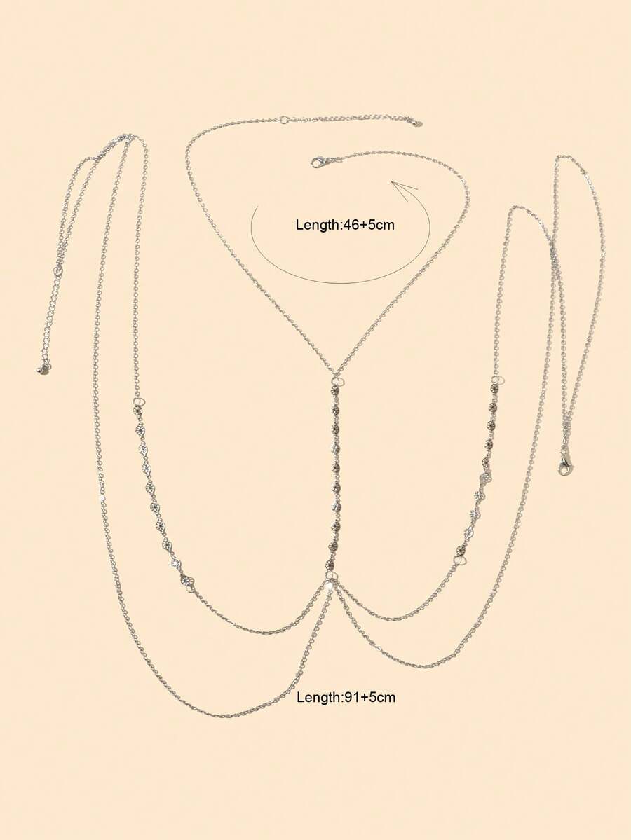 1pc Sexy Silver Layered Body Chain Bra Belly Chain Bikini Beach Rave ...