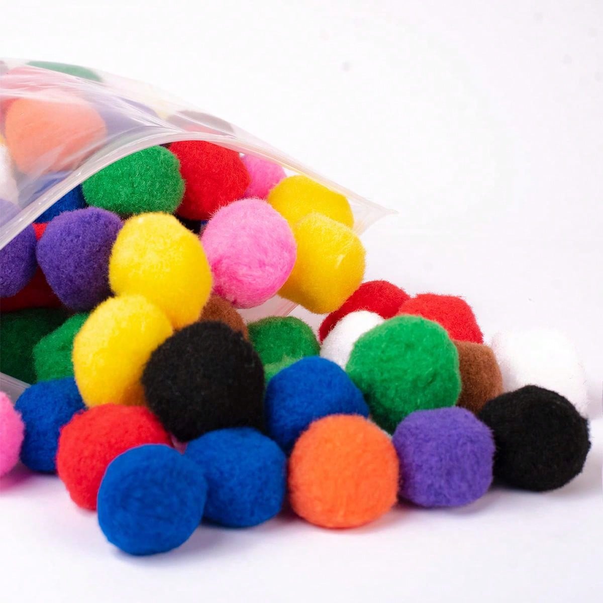100 Pcs 1.5Inch Big Pom Poms Balls For Crafts In Assorted Colors, Multi ...