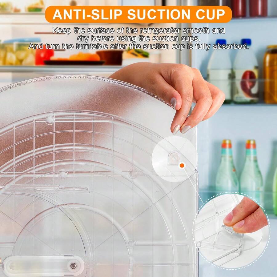 Square Lazy Susan Organizer for Refrigerator, Slide and 360° Rotate ...