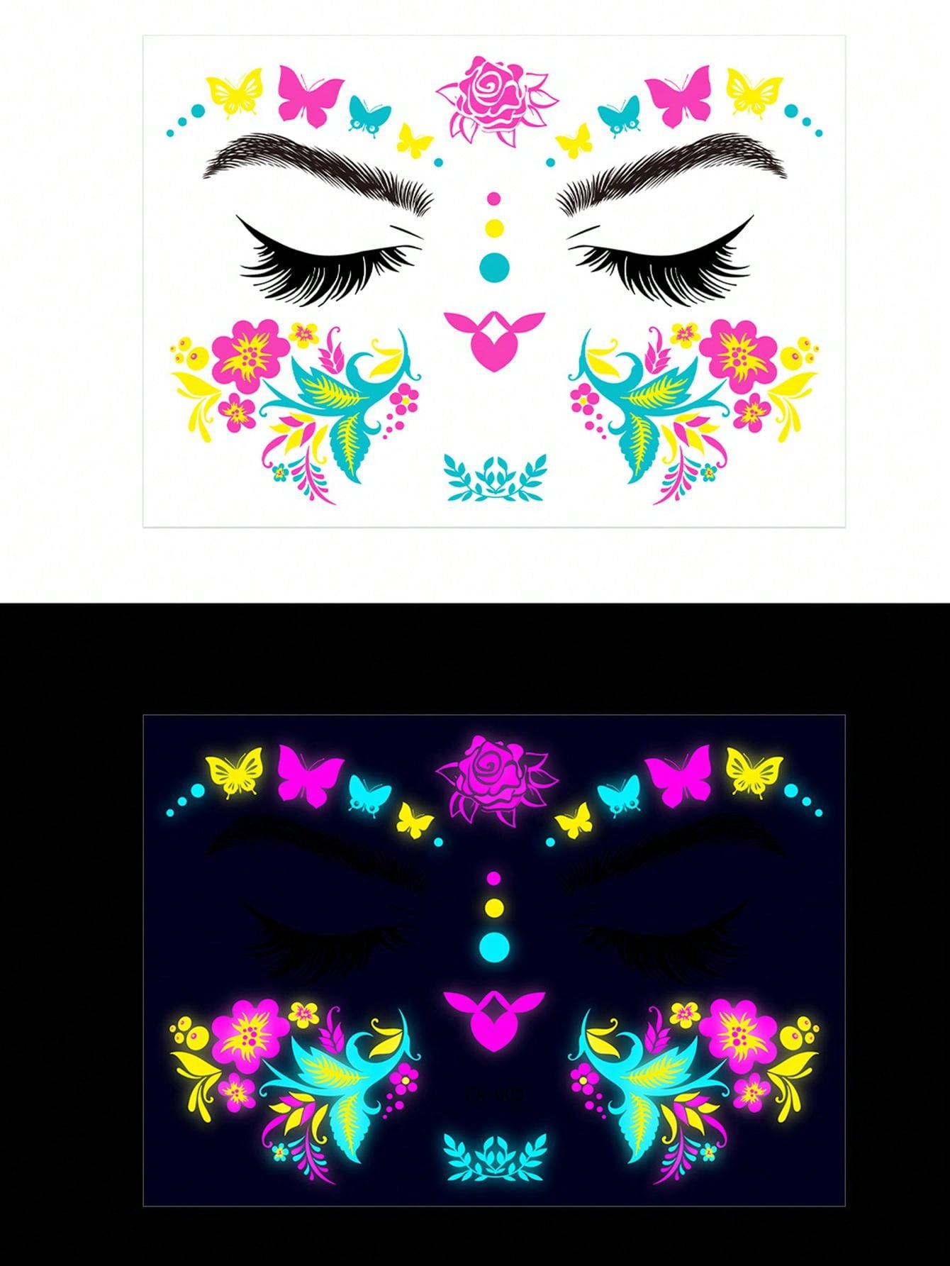 Waterproof Temporary Tattoo Sticker Masquerade Neon Fluorescent Face ...