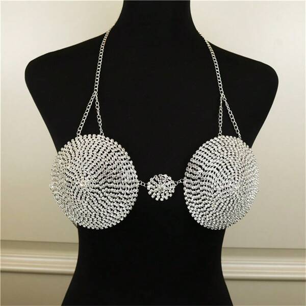 Party Body Chain Round Shape Fully Jeweled Sexy Bra Festival ...