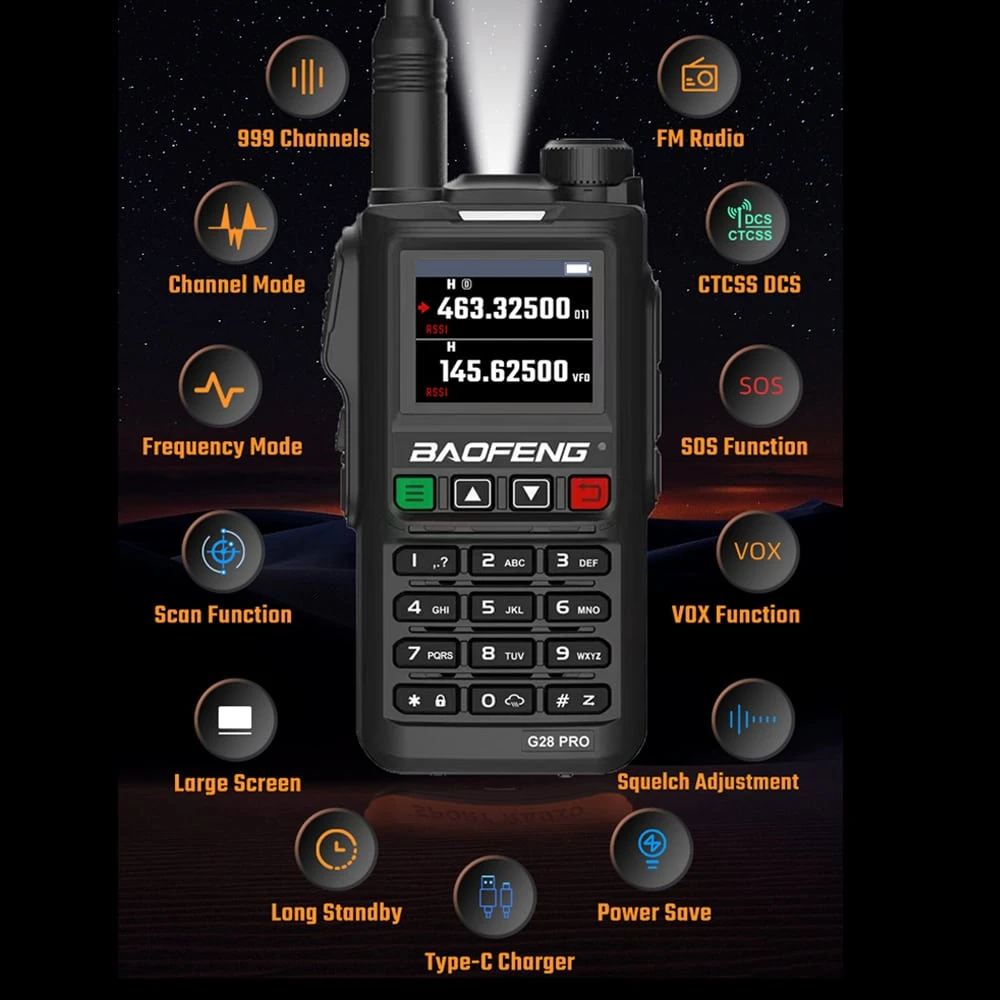 Baofeng Original UV-G28 PRO V2 Walkie Talkie Long Range Portable 999 ...