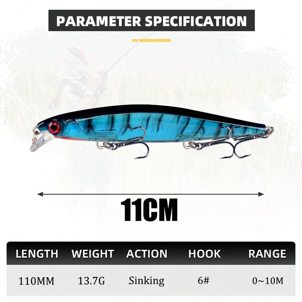 8pcs/Set Plastic 3 Hooks Hard Bait Minnow Lure For Long-Distance Casting And Water Sinking ...