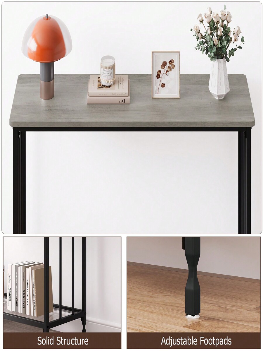 Narrow Console Table, 34 Inch Sofa Table with Adjustable Shelf, 2-Tier ...